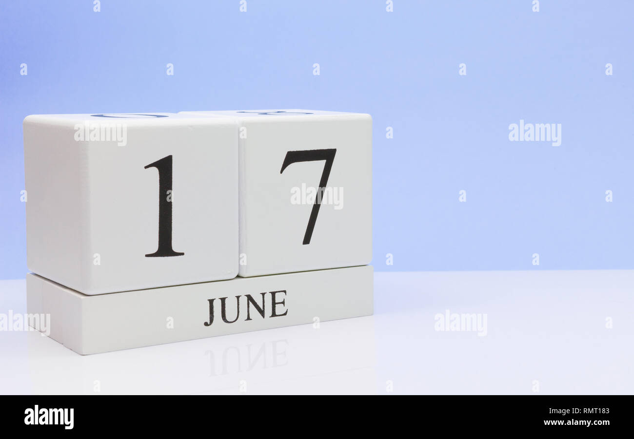 June 17st. Day 17 of month, daily calendar on white table with ...