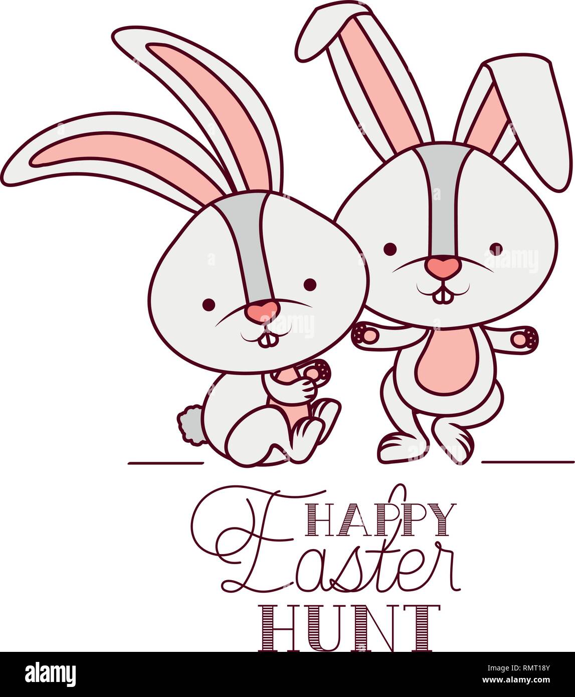 happy easter hunt label with rabbit icon Stock Vector Image & Art - Alamy