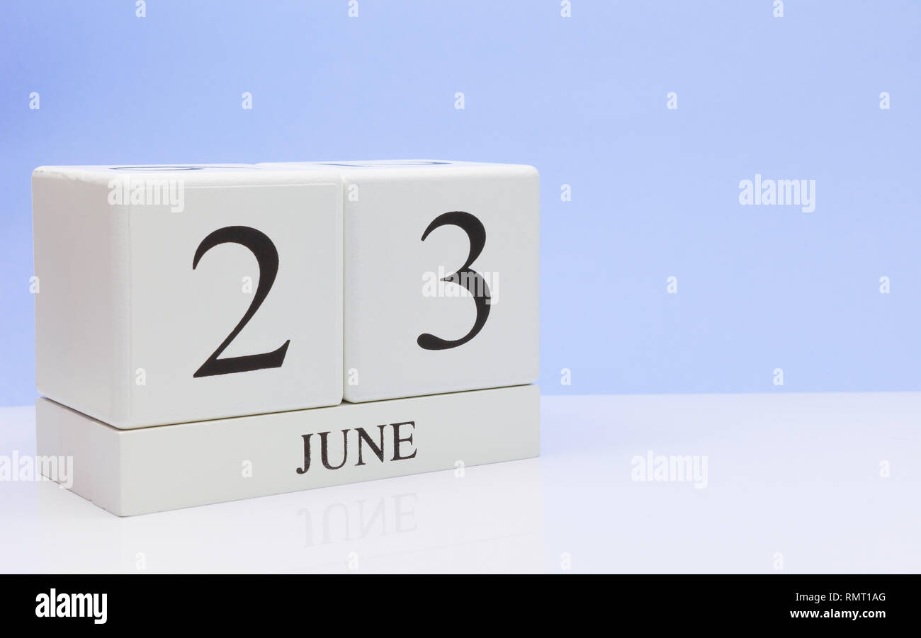 June 23st. Day 23 of month, daily calendar on white table with ...