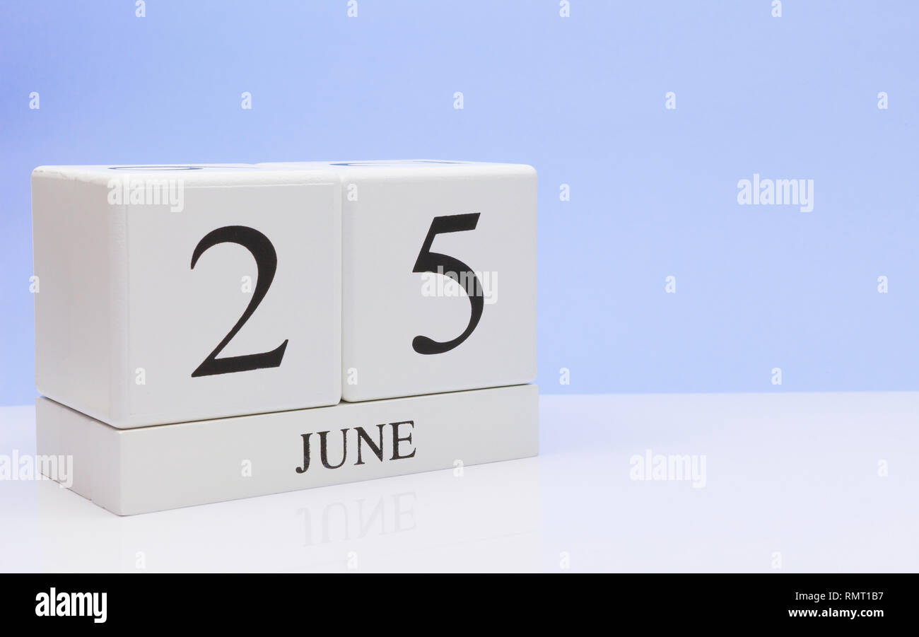 June 25st. Day 25 of month, daily calendar on white table with ...