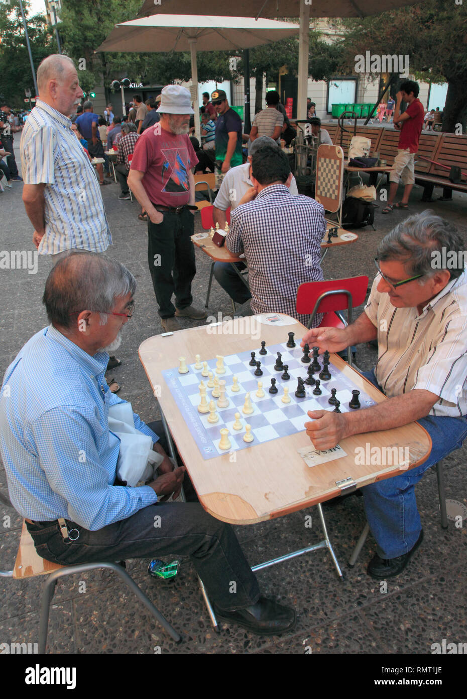 Chile, Santiago, street scene, people, chess players Stock Photo - Alamy