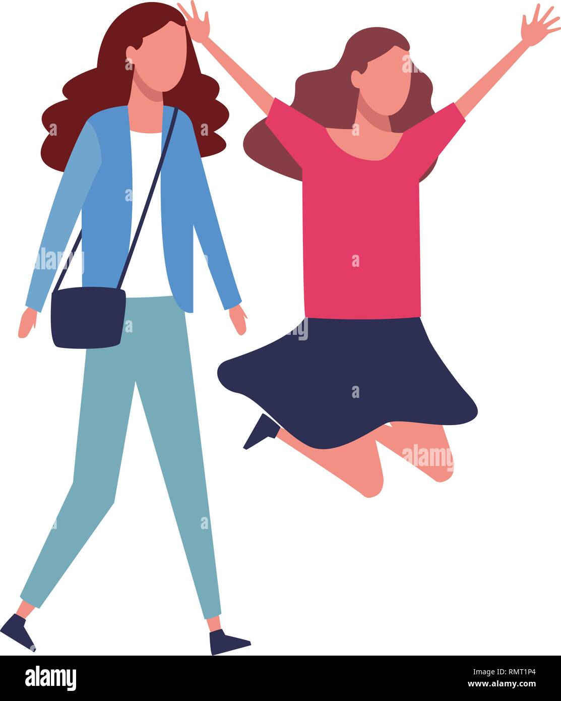 faceless girls excited jumping Stock Vector Image & Art - Alamy