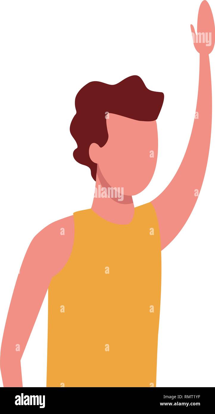 faceless guy raising hand portrait Stock Vector Image & Art - Alamy