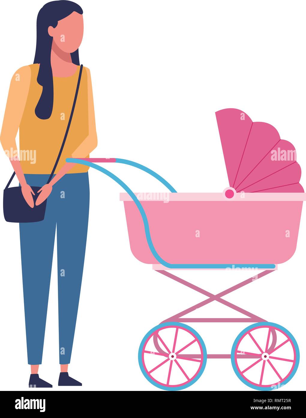faceless mother and baby carriage Stock Vector Image & Art - Alamy
