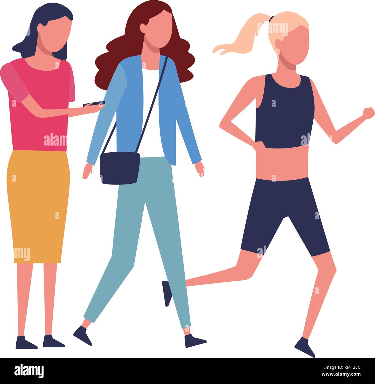 faceless group girls walking Stock Vector Image & Art - Alamy