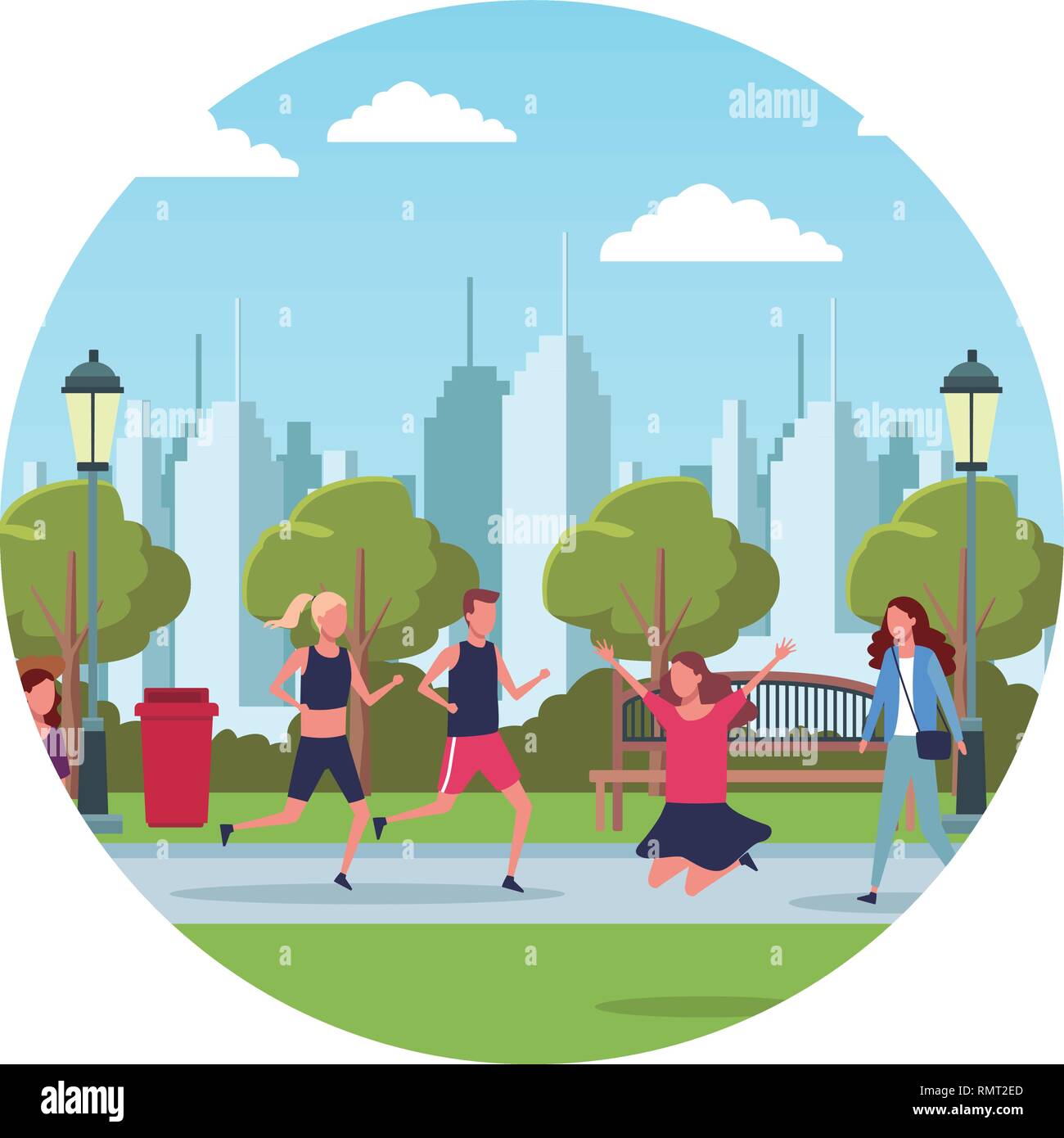 faceless people running park Stock Vector Image & Art - Alamy