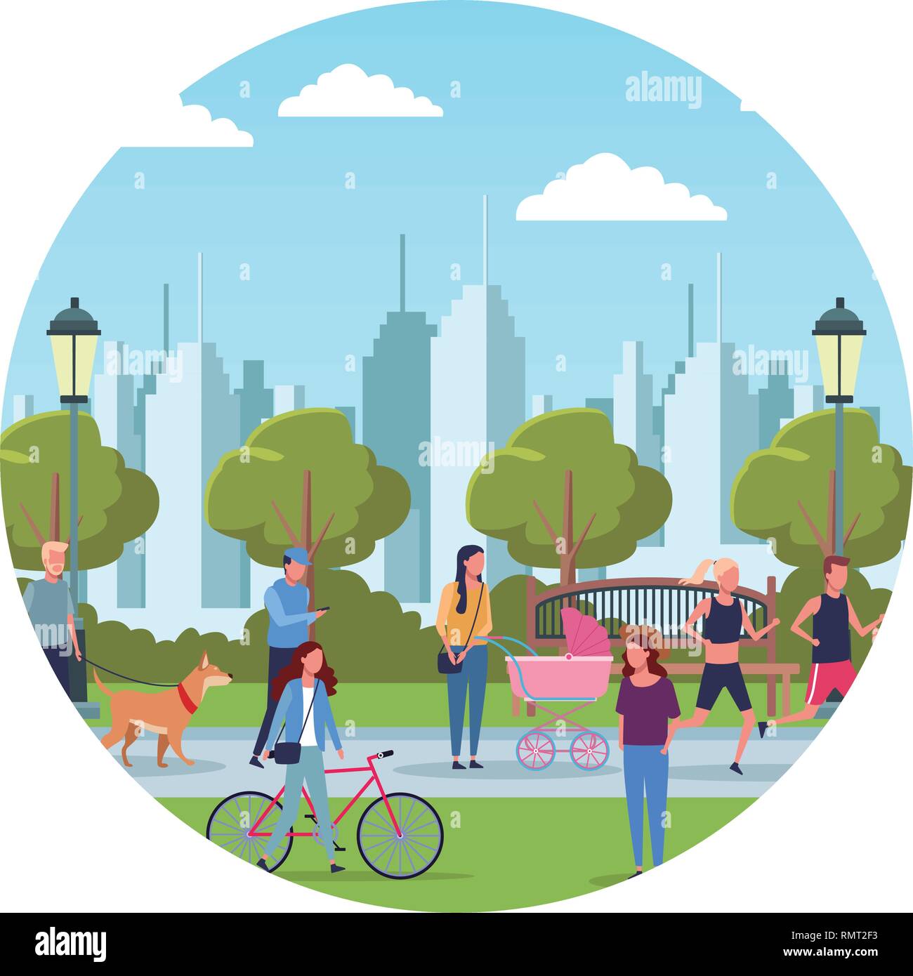 faceless people walking park Stock Vector Image & Art - Alamy