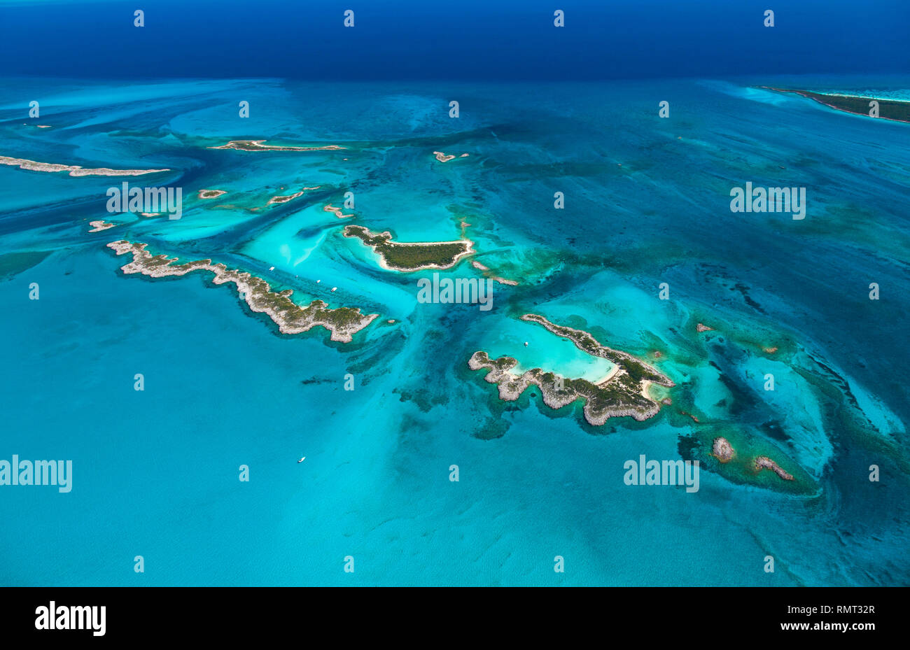 Aerial view, Exuma, Bahamas, America Stock Photo - Alamy