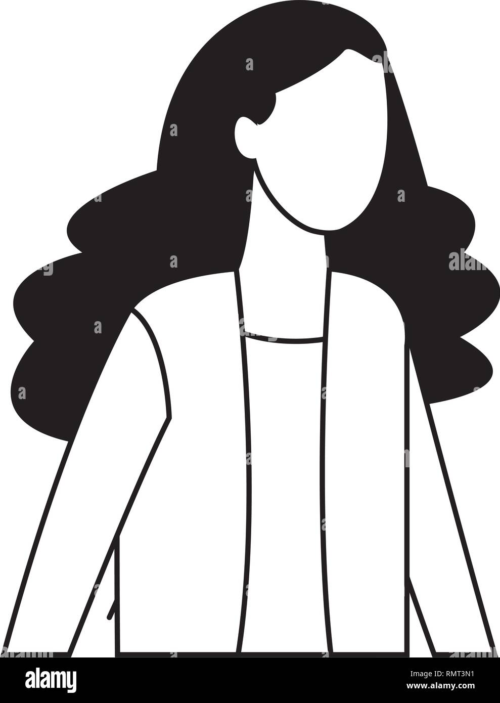 faceless girl portrait black and white Stock Vector Image & Art - Alamy