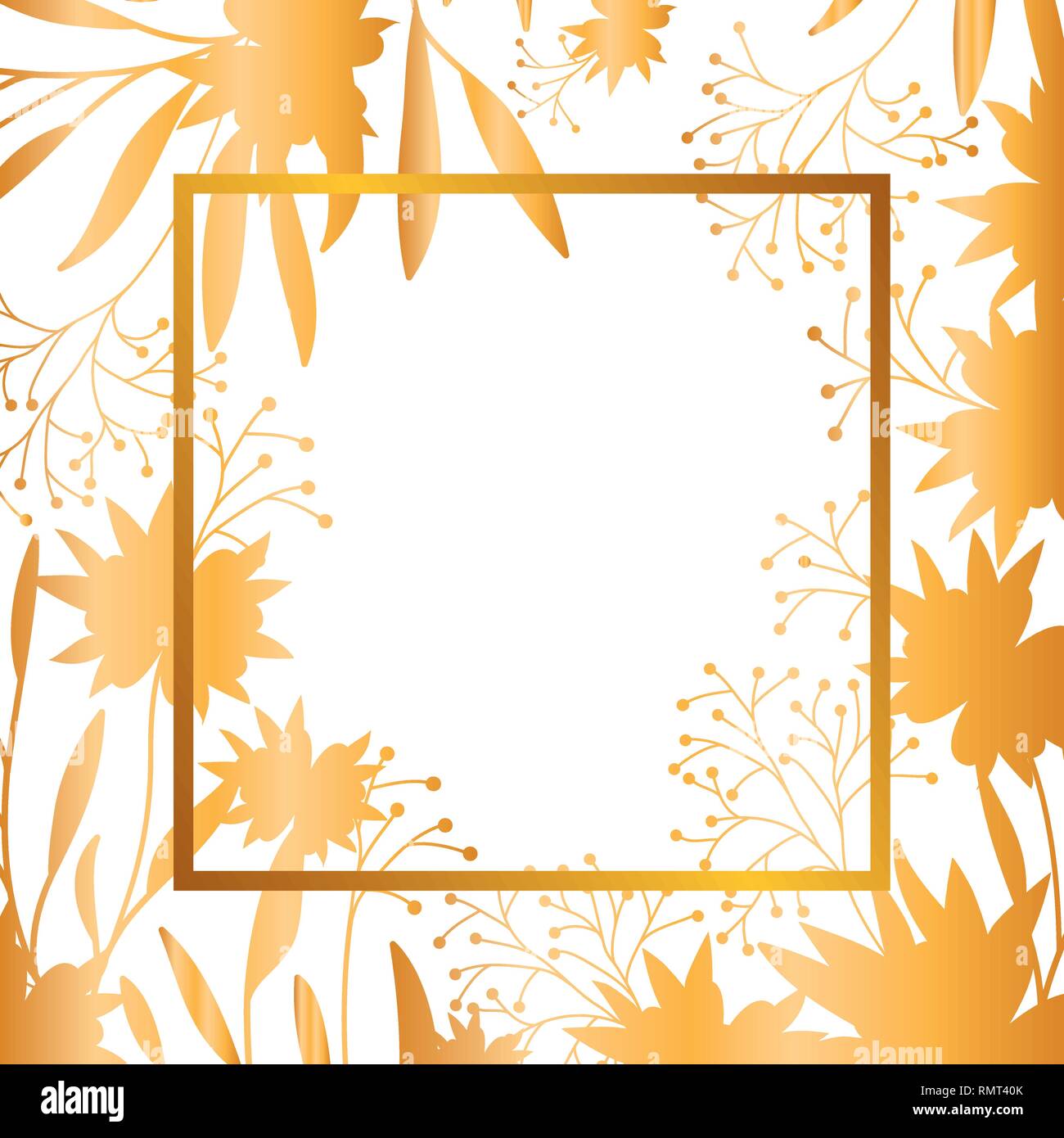 flowers with leaves with frame isolated icon Stock Vector Image & Art ...