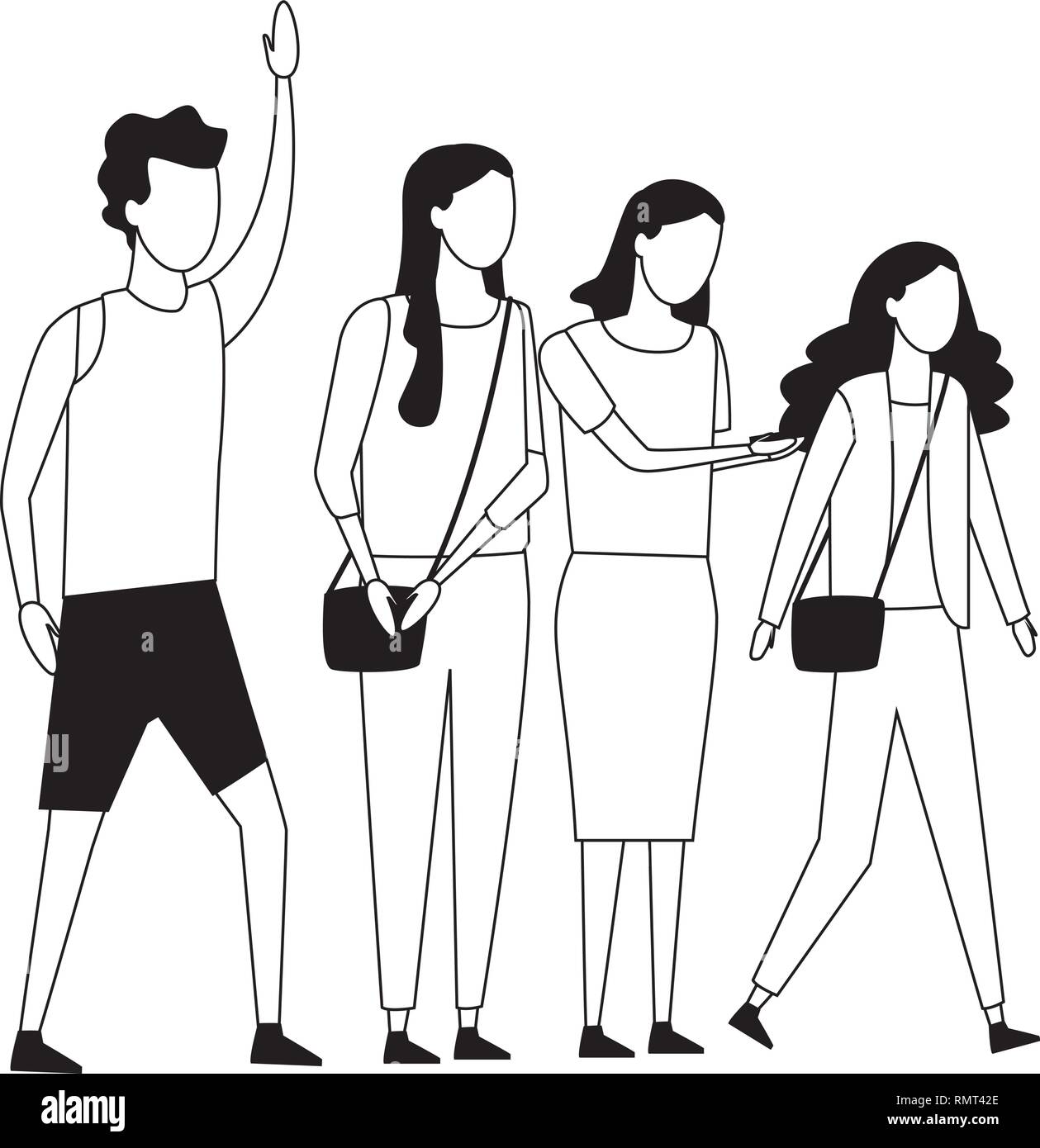 faceless group people black and white Stock Vector Image & Art - Alamy