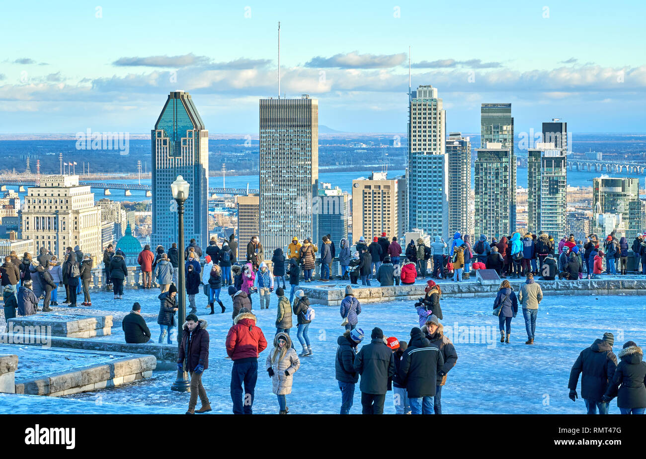 MONTREAL, CANADA - JANUARY 1, 2019 : Scenic view of downtown Montreal ...