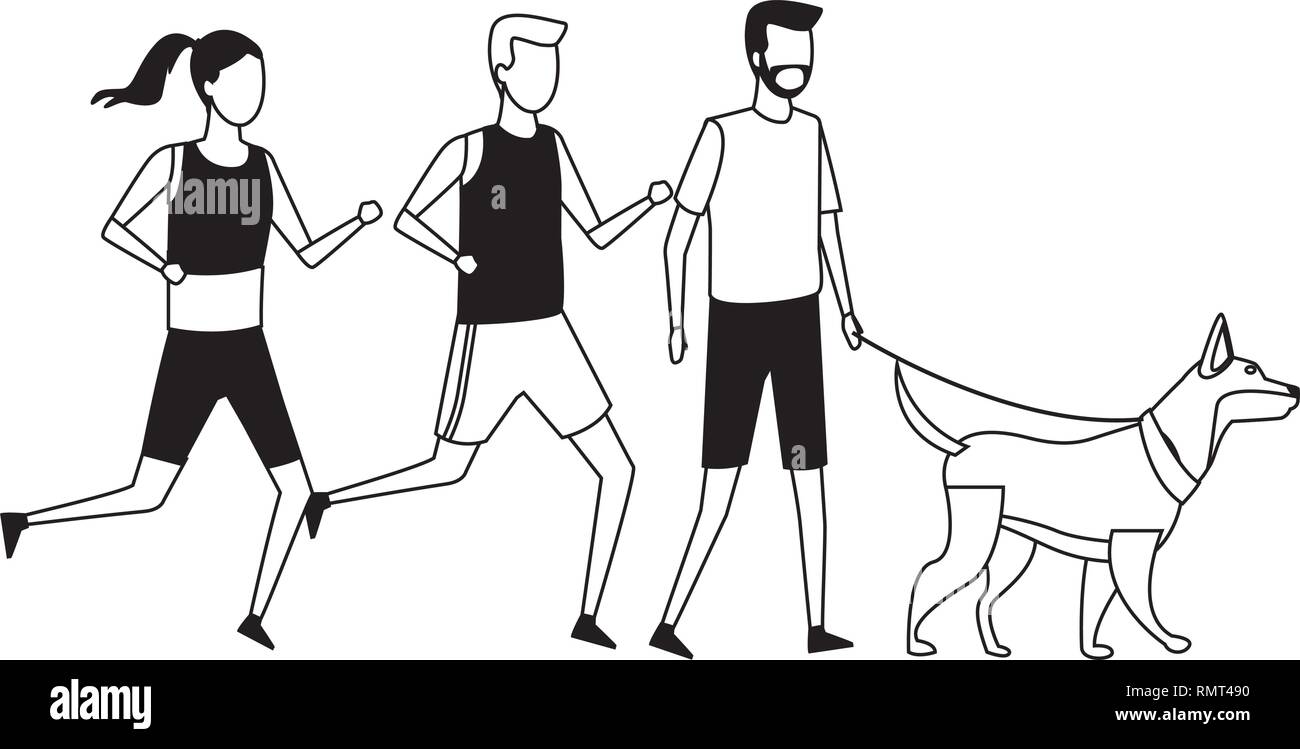 faceless people running black and white Stock Vector Image & Art - Alamy