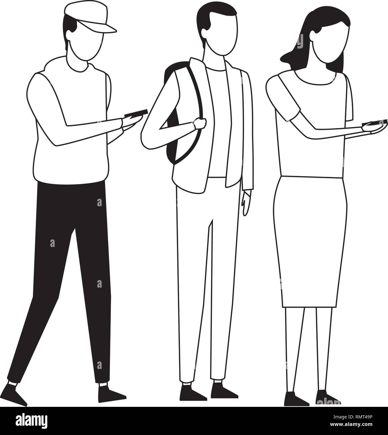 faceless group people black and white Stock Vector Image & Art - Alamy