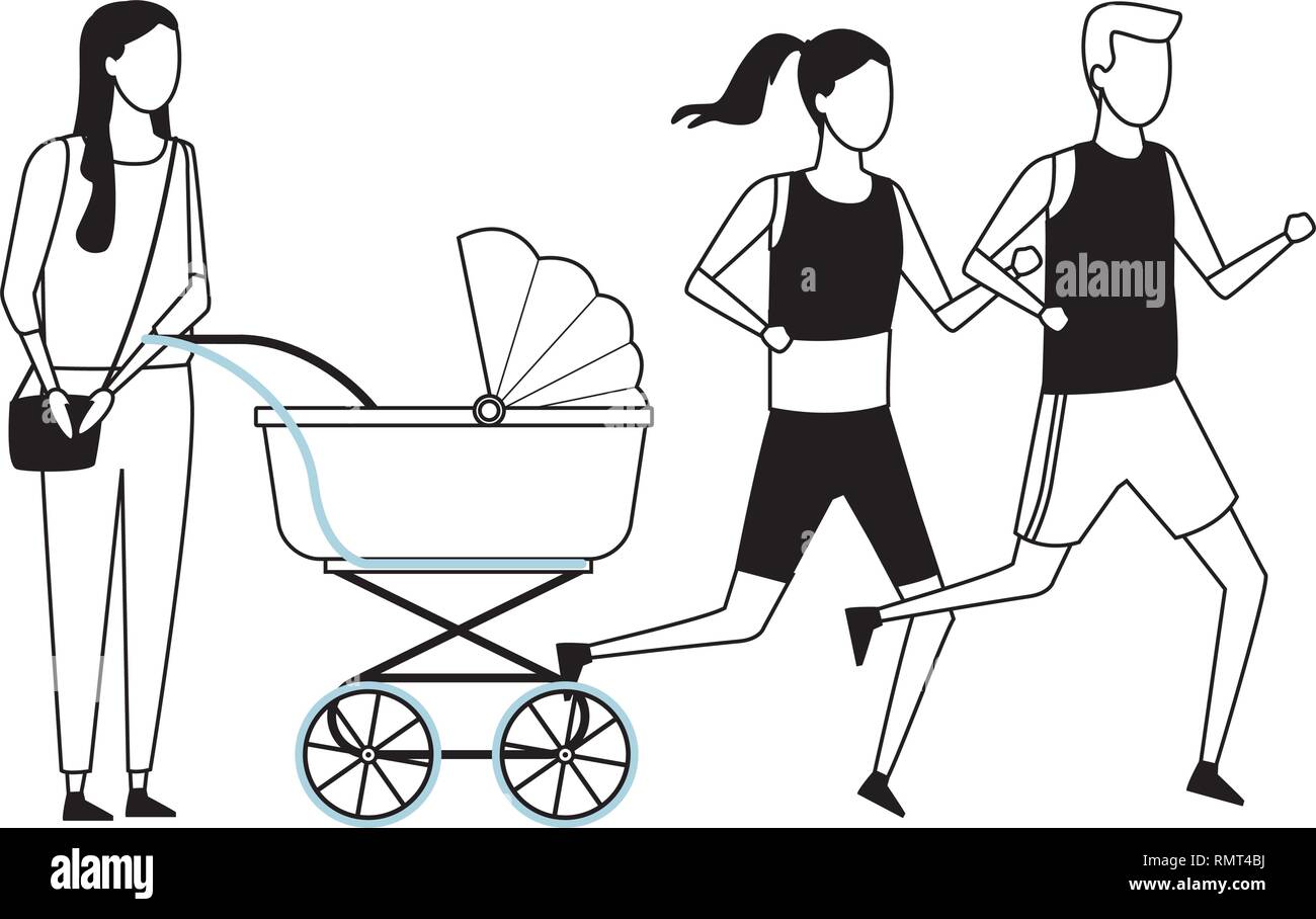 faceless people running black and white Stock Vector Image & Art - Alamy