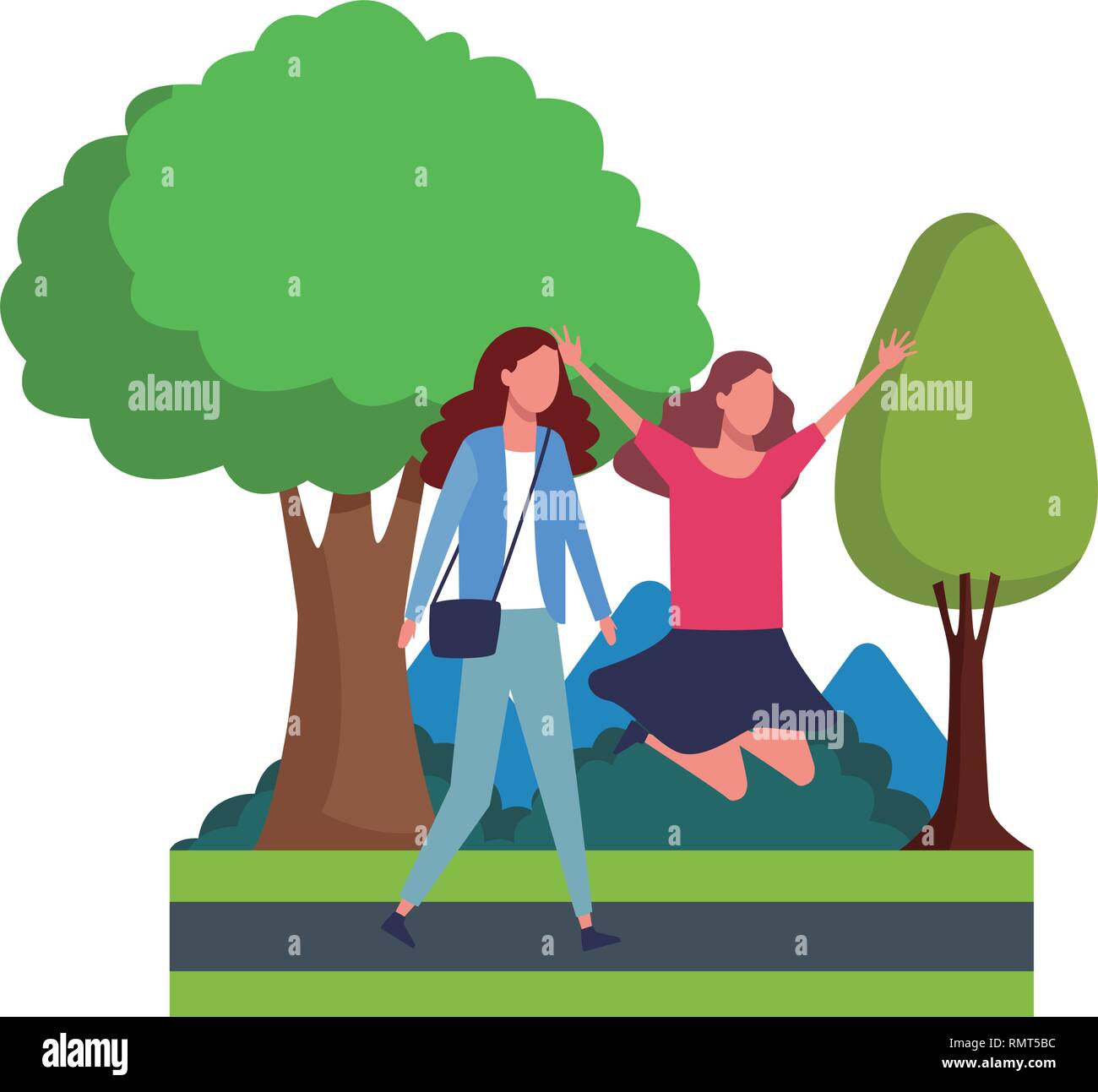 faceless girls excited jumping Stock Vector Image & Art - Alamy