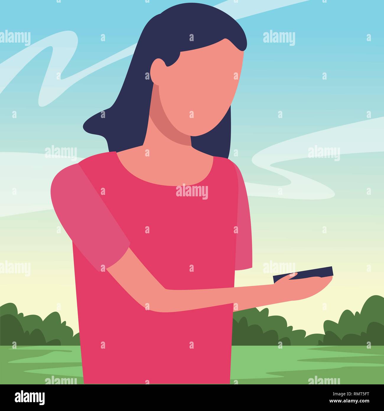 faceless girl smartphone portrait Stock Vector Image & Art - Alamy