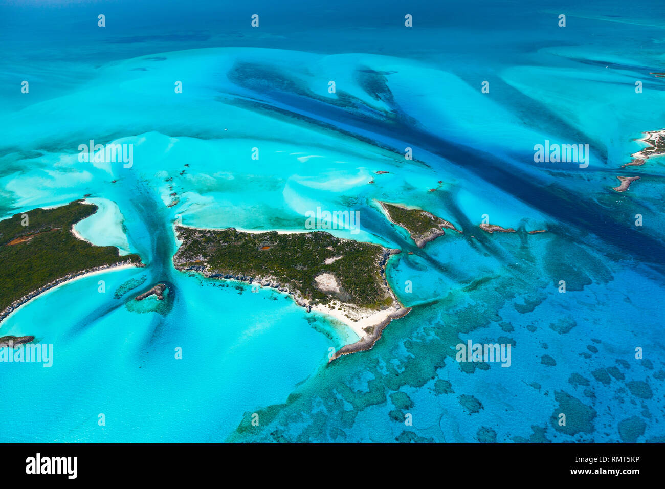 Aerial view, Exuma, Bahamas, America Stock Photo - Alamy