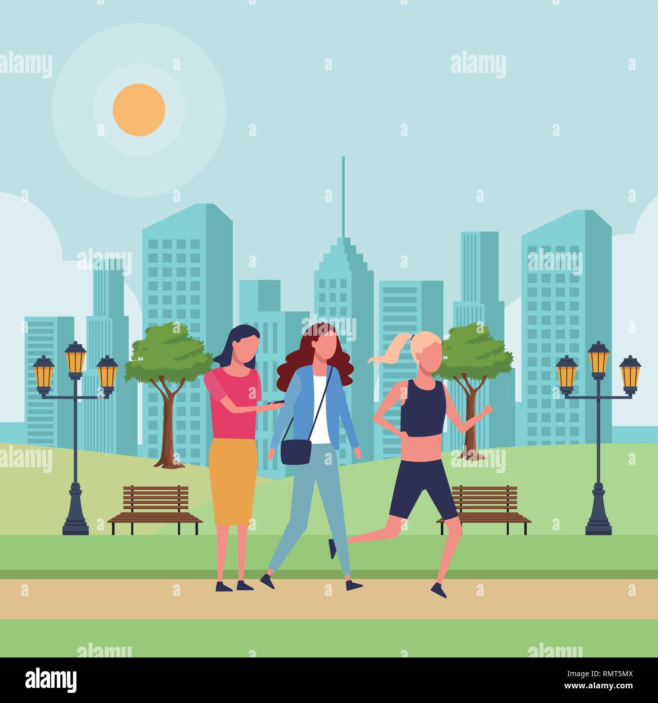 faceless group girls walking Stock Vector Image & Art - Alamy