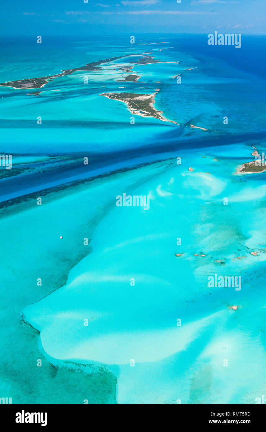 Aerial view, Exuma, Bahamas, America Stock Photo - Alamy