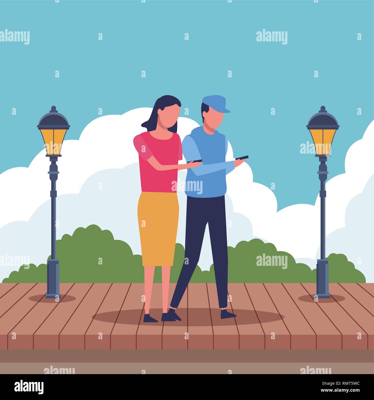 faceless couple walking together Stock Vector Image & Art - Alamy