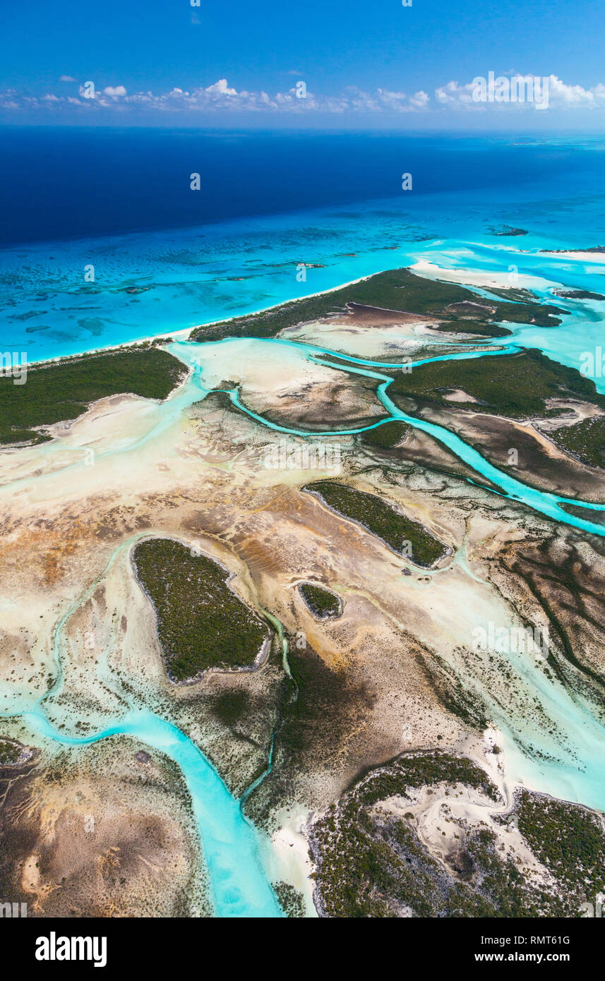 Aerial view, Exuma, Bahamas, America Stock Photo - Alamy