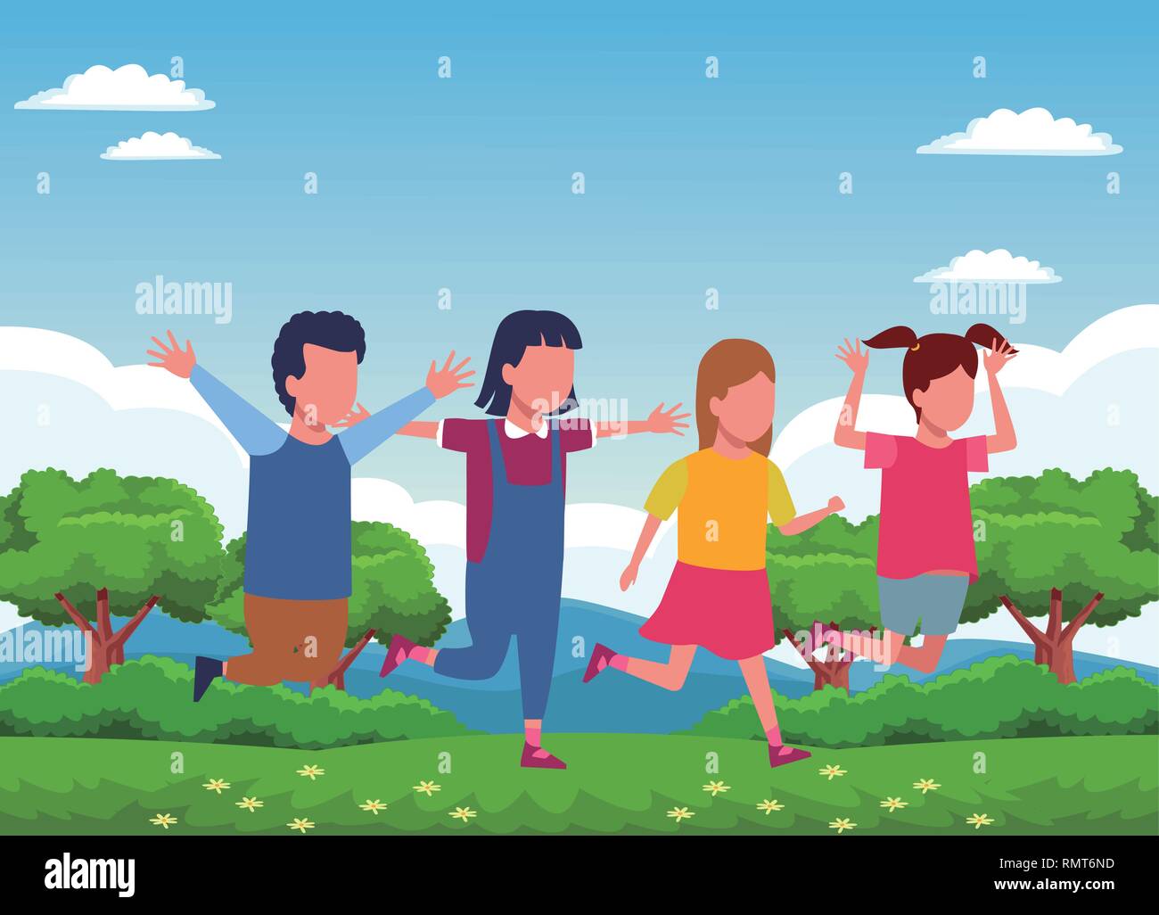Kids playing cartoons Stock Vector Image & Art - Alamy