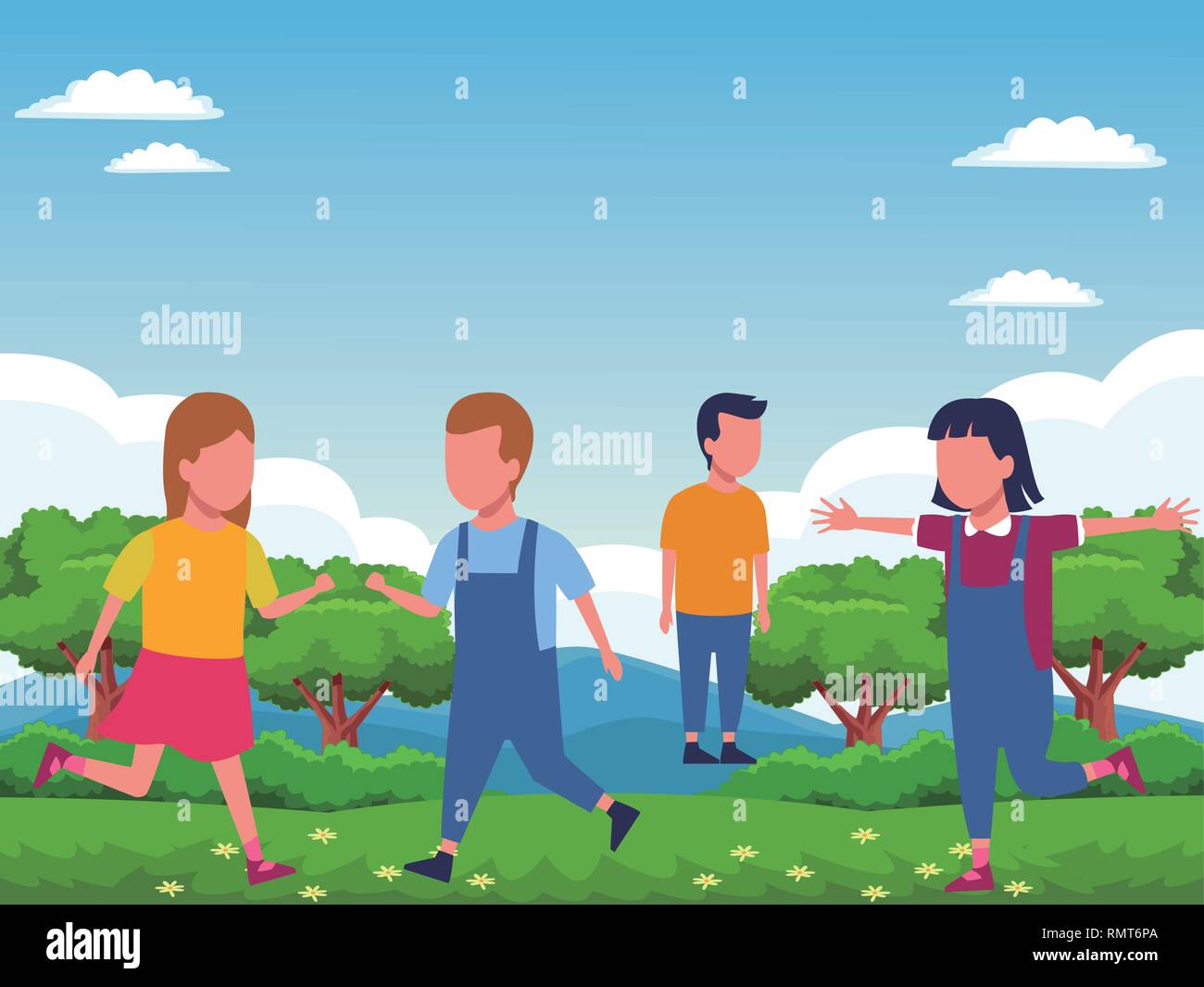 Kids playing cartoons Stock Vector Image & Art - Alamy