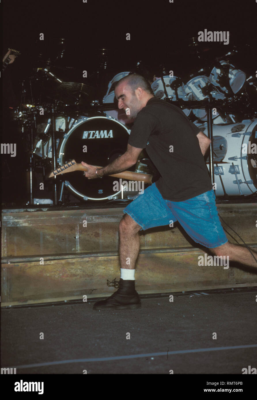 Guitarist Scott Ian is shown performing "live" in concert during an ...
