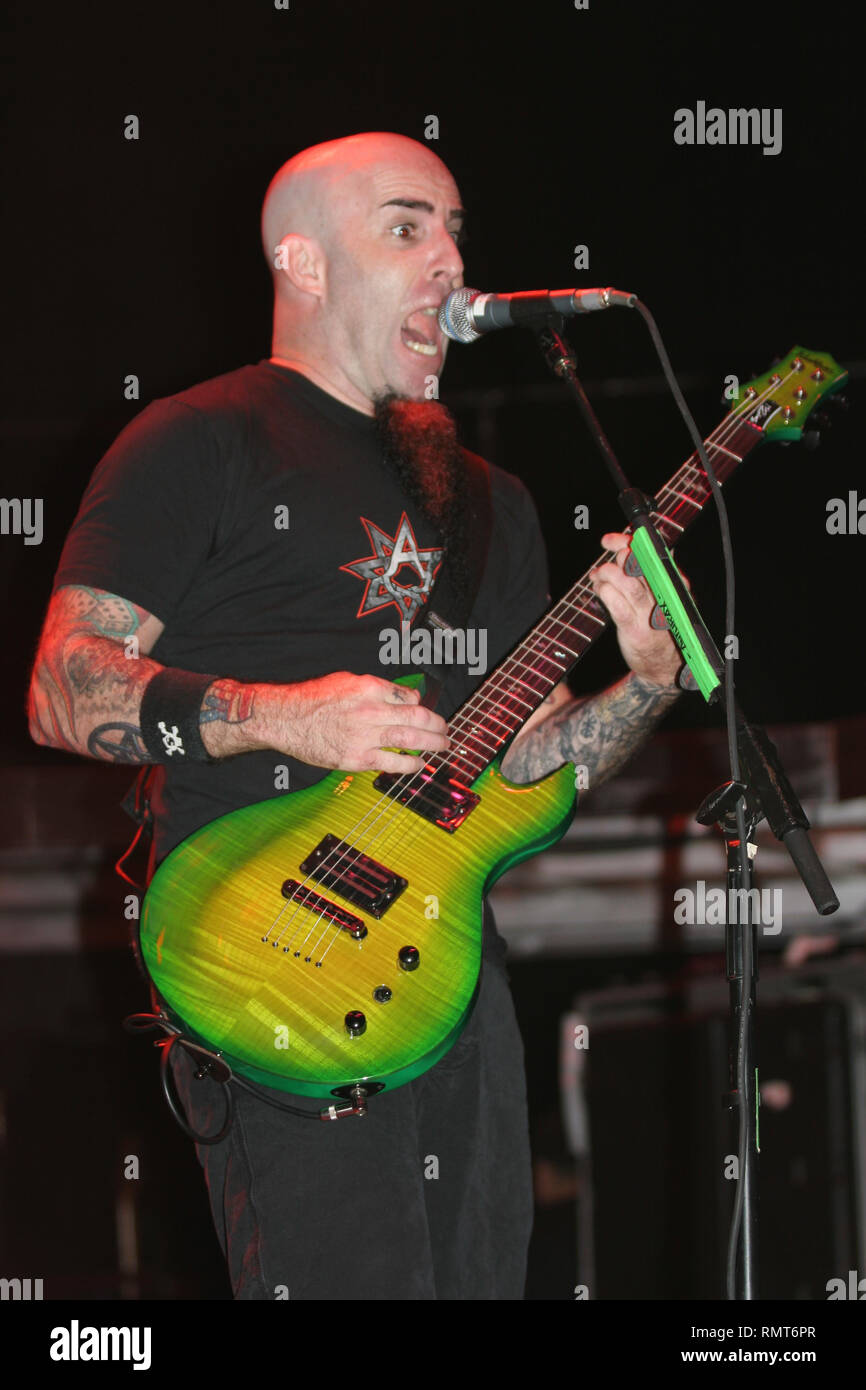 Guitarist Scott Ian is shown performing "live" in concert during an ...