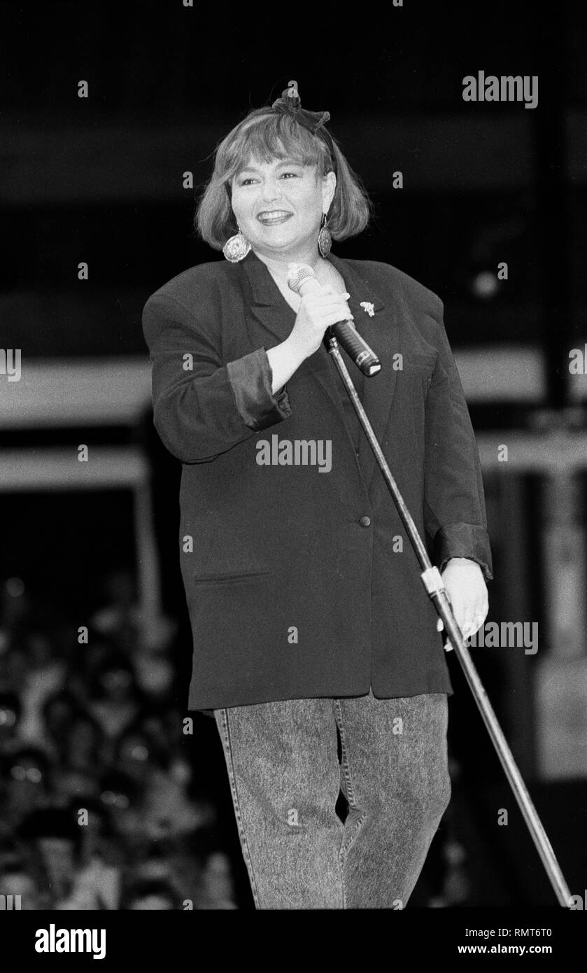 Rosanne Arnold is shown onstage during a sold-out comedy performance ...