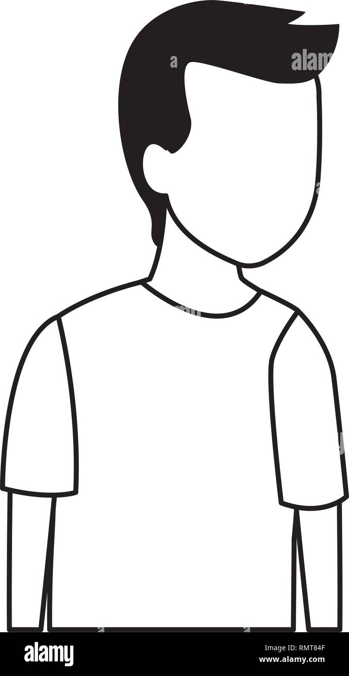 Kid boy avatar cartoon black and white Stock Vector Image & Art - Alamy