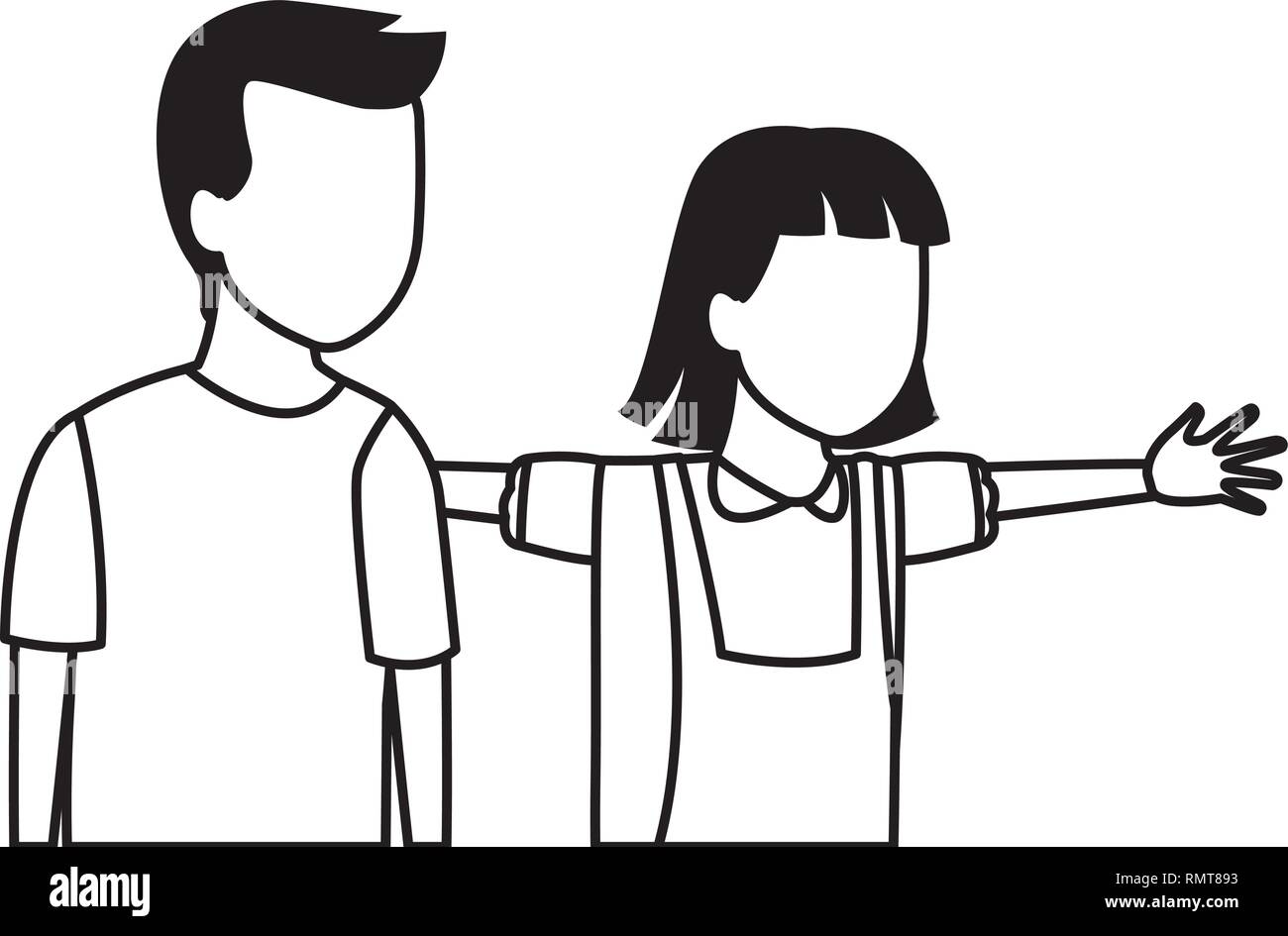 Kids playing cartoons black and white Stock Vector Image & Art - Alamy