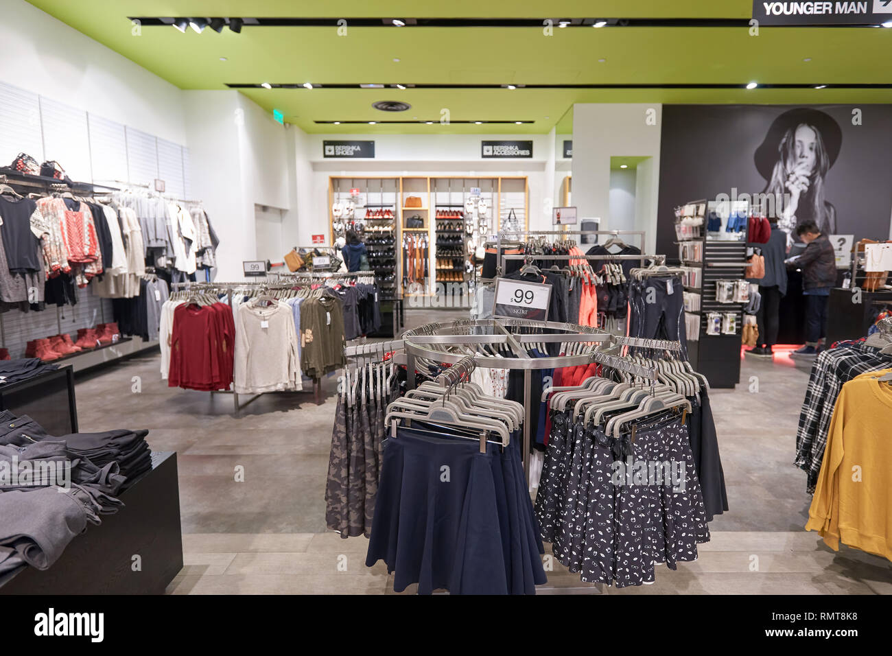 HONG KONG - CIRCA JANUARY, 2016: inside of Bershka store in Hong Kong ...