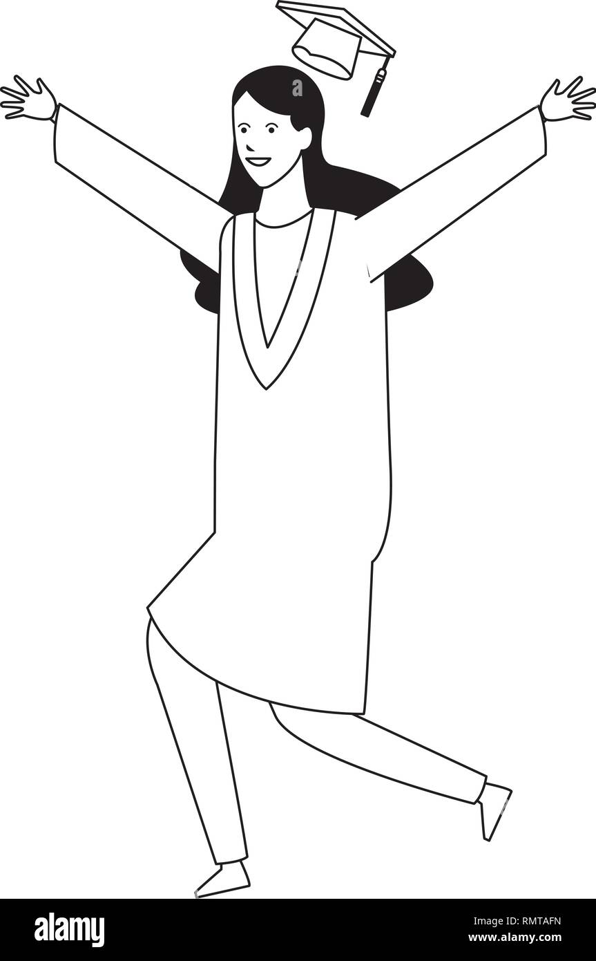 Happy woman graduation in university Stock Vector Images - Alamy