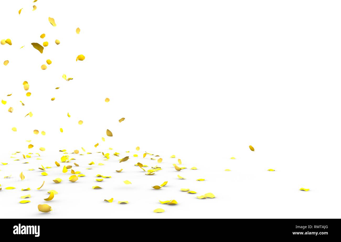 Small rose petals fly and fall to the floor. Isolated white background ...