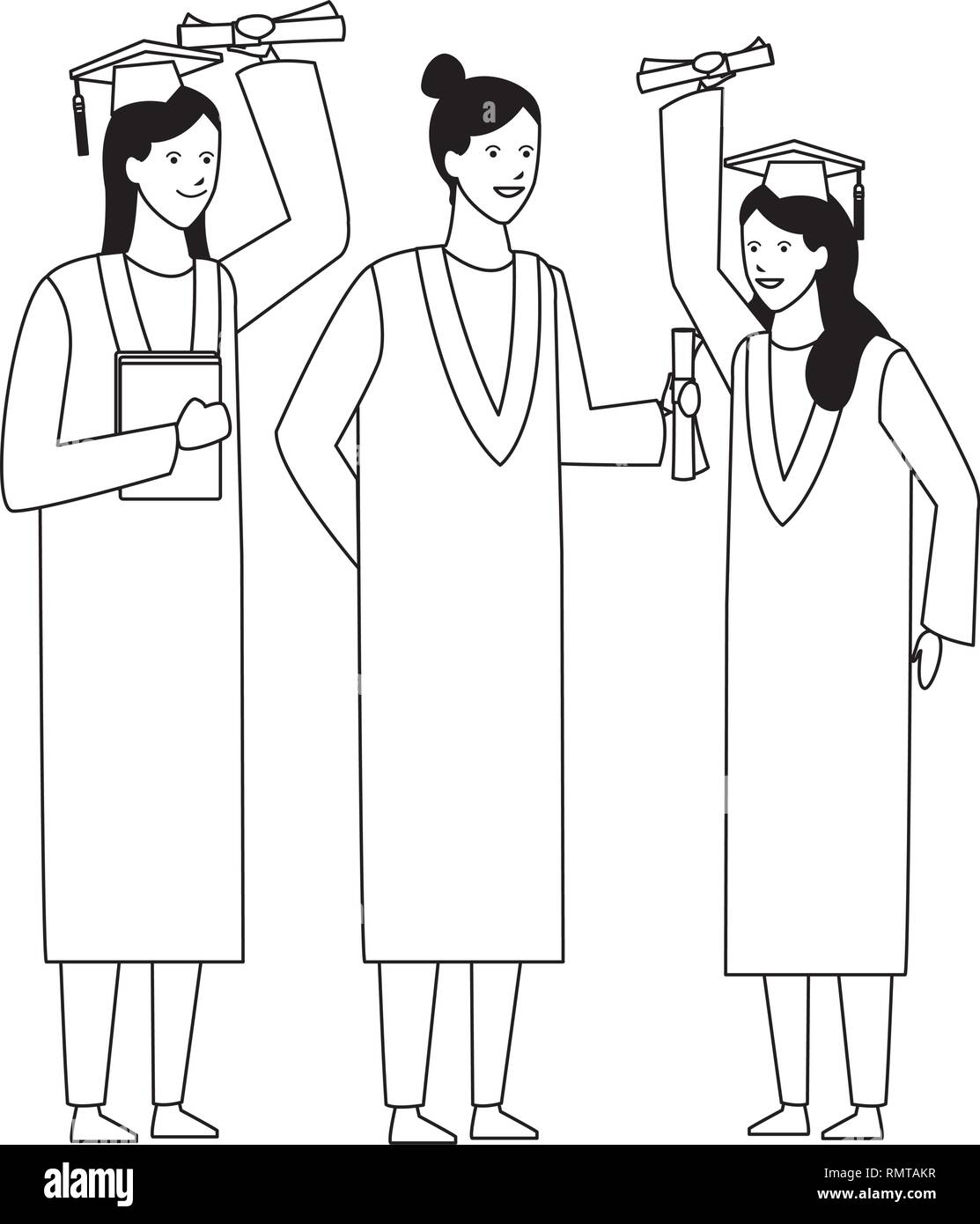 Graduation gowns Stock Vector Images - Alamy