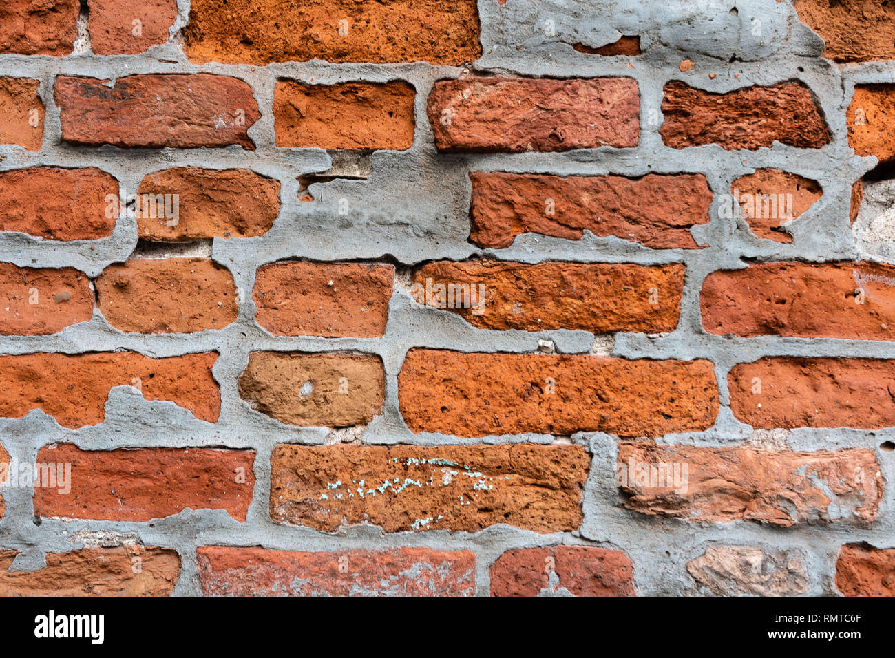 Front close-up view of a old brick wall Stock Photo - Alamy