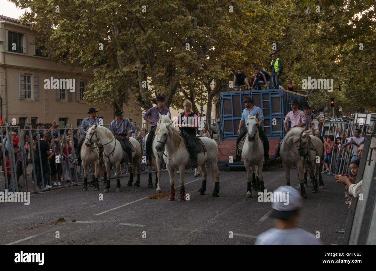 Waiting for the bull run to start in the provincial town of Arles ...