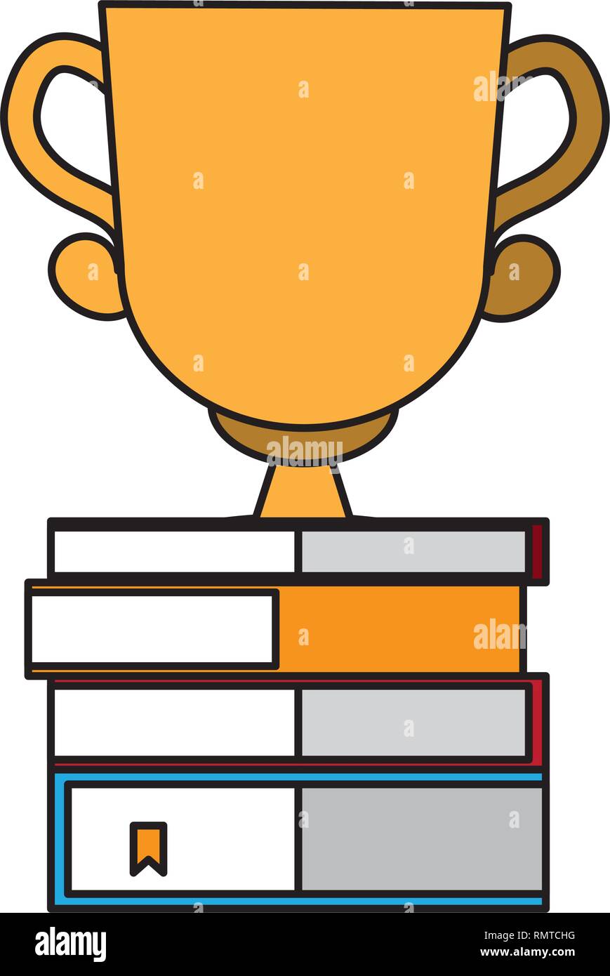 stacked books and trophy Stock Vector Image & Art - Alamy