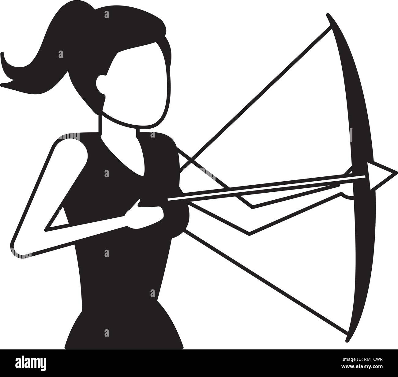 Archer Woman Bow Arrow Vector High Resolution Stock Photography and ...