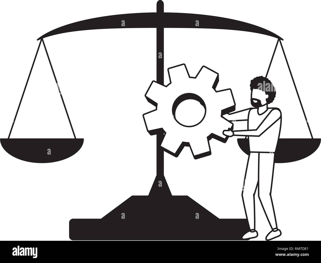 Business man holding balance Stock Vector Images - Alamy