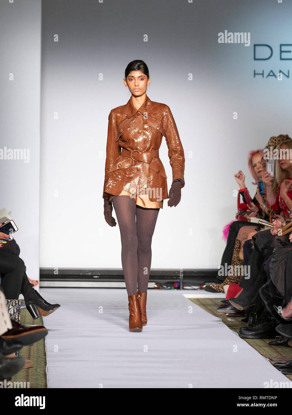 Model walks runway for Dennis Basso Fall/Winter 2019 collection during ...