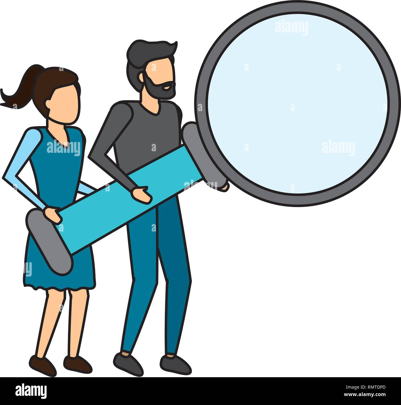 Man hand holding magnifying Stock Vector Images - Alamy