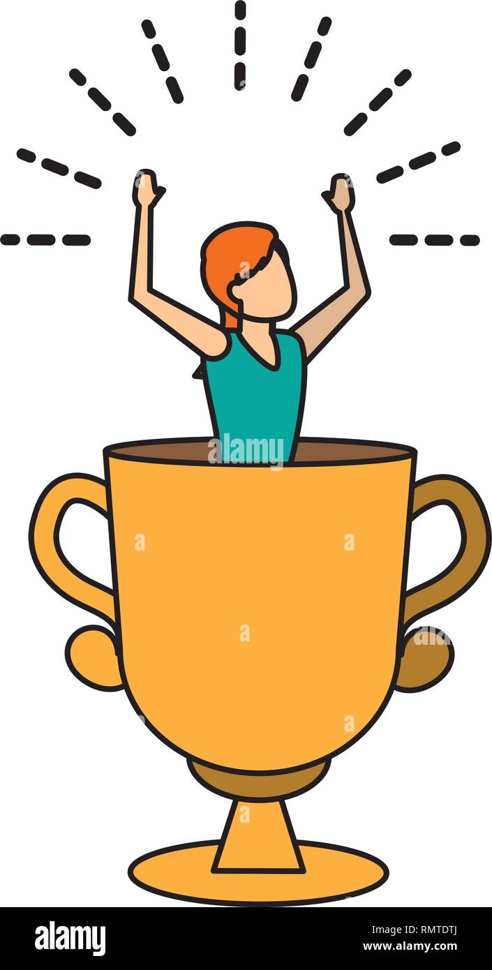 Winning woman business trophy hi-res stock photography and images - Alamy