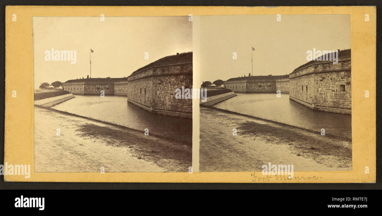 South Side Exterior Walls and Moat, Fort Monroe, Virginia, USA, George ...