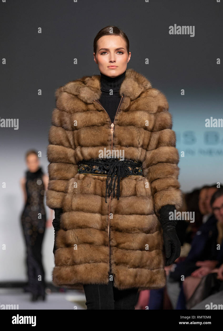Model walks runway for Dennis Basso Fall/Winter 2019 collection during ...