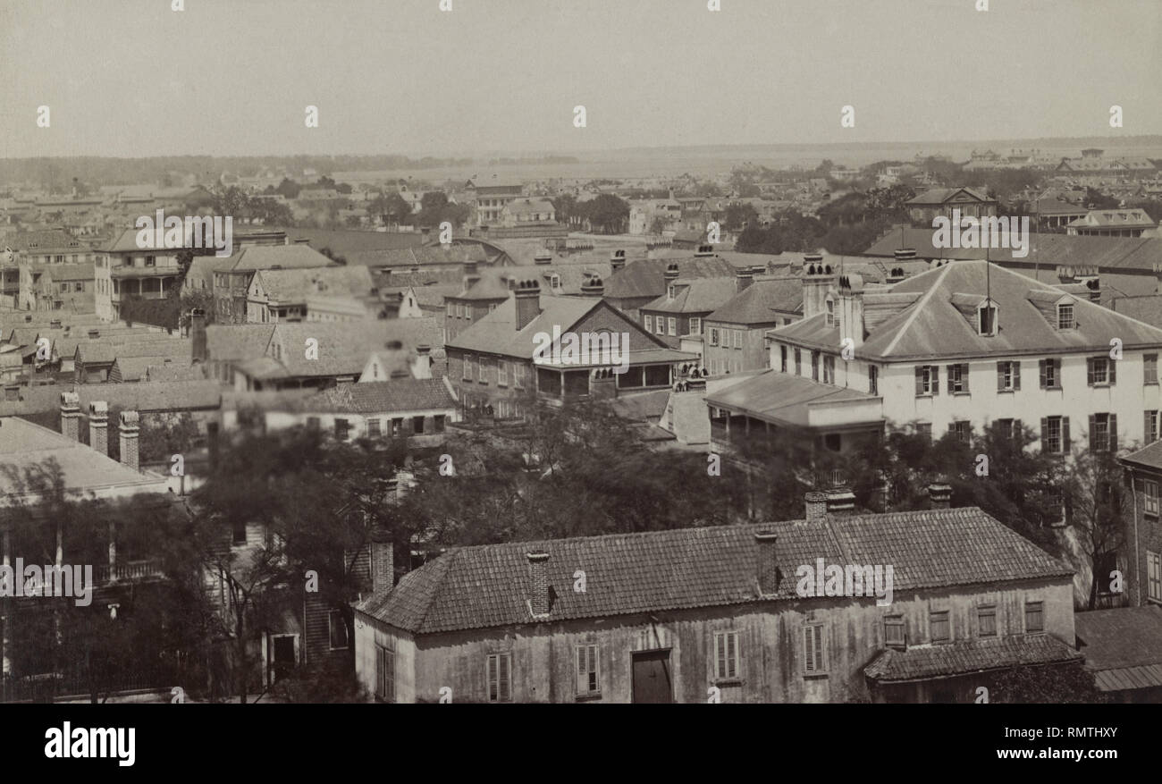 Cityscape during American Civil War, Charleston, South Carolina, USA ...