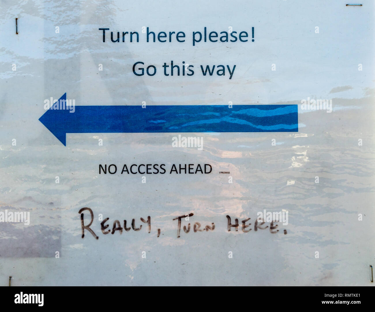 Funny homemade outdoor no access directional laminated white paper road ...