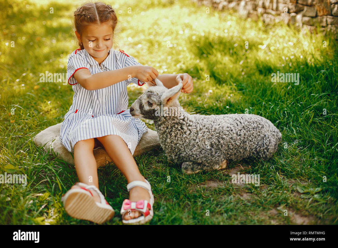 beautiful girl with goat Stock Photo - Alamy